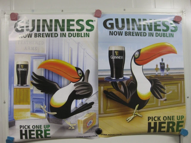 2 GUINNESS POSTERS ~ Now Brewed In Dublin ~ Toucan ~ 60 cm x 42 cm £11. ...