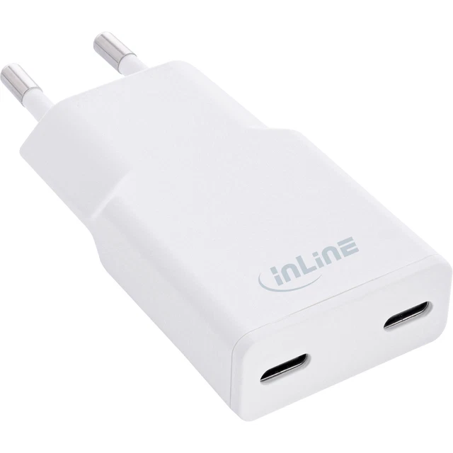 3X INLINE® USB Netzteil Ladegerät Dual USB-C, PD, PPS, 30W, weiß EUR 40 ...