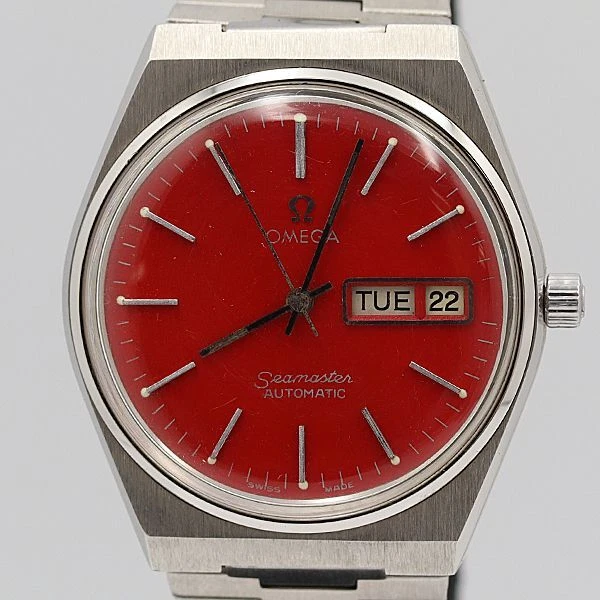 OMEGA SEAMASTER AUTOMATIC Red Dial Vintage Tonneau Watch - Dead Stock £ ...