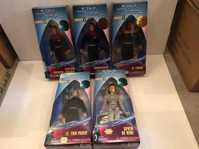 STAR TREK PLAYMATES 9" Warp Factor Series Voyager Set of 5 1997-1998 ...