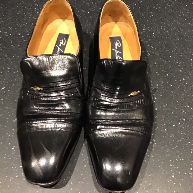 PACO LUI LAU MEN'S Black LEATHER SLIP ON SHOES Loafers EU 42 Condition ...