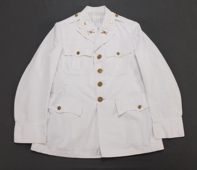 WWII NAMED US Army Coast Artillery Corps Jacket 39 Officer White Summer ...