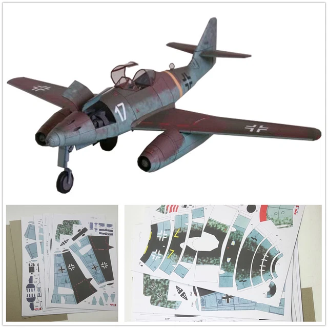 DIY 1/33 WWII German Me 262 Schwable Fighter Plane 3D Paper Model ...