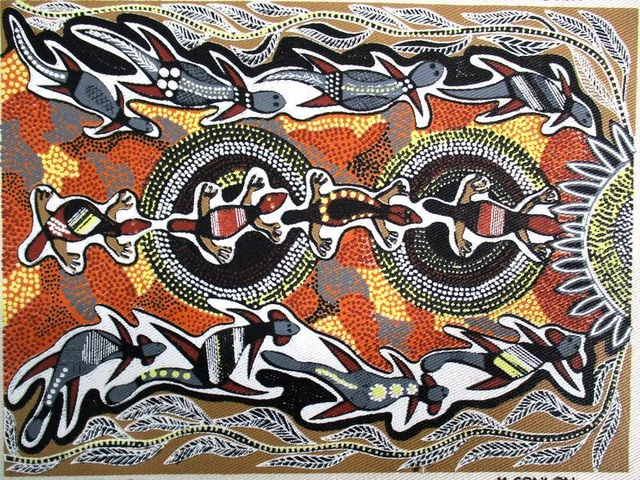 MAX CONLON ABORIGINAL Art WATERHOLES Canvas Mini Screen Print by Gooses ...