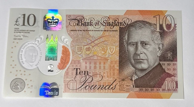 RARE HB01 £10 Uncirc King Charles Note 10 Pound Early Serial Min Con ...