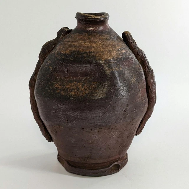 RARE KINAMI CHIKA Bizen Ware Funamushi Flower Ikebana Vessel Japanese ...