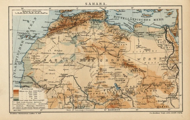 1903 = DESERTO SAHARA Africa = ANTICA MAPPA = Old Map EUR 8,90 ...