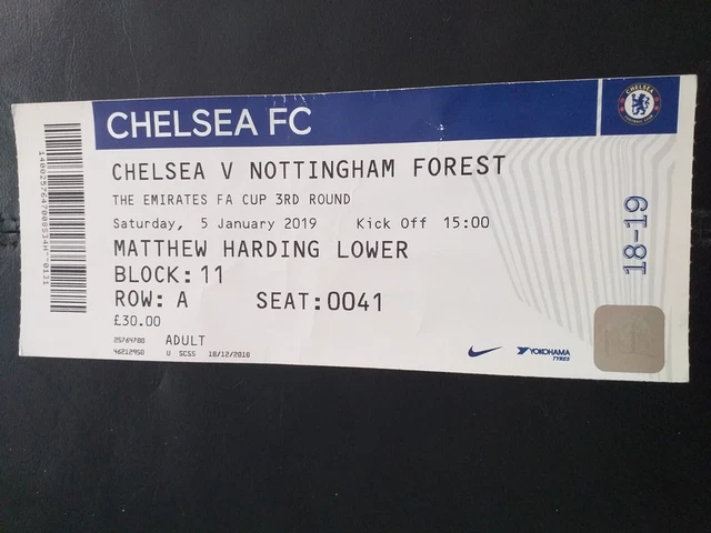 TICKET: CHELSEA V Nottingham Forest Fa Cup 5/1/2019 £2.00 - PicClick UK