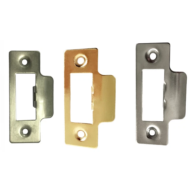 STRIKE PLATE SHORT Polished Chrome or Brass For Tubular Lock or Mortice ...