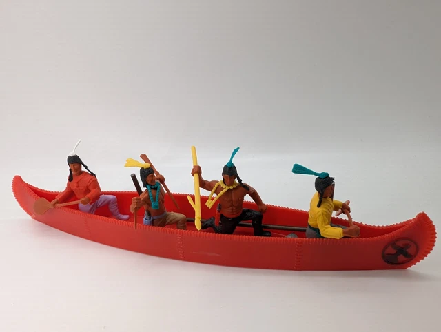 TIMPO INDIAN WAR Canoe - Red Color - Wild West -1970's 4 Native ...
