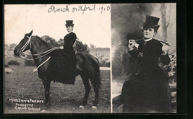 CARTOLINA MISS EMMIE Fossett, Fosetts Grand Circus, circo, Bartko-Reher ...