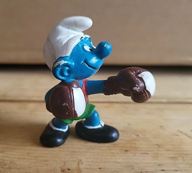 SMURFS 40508 BOXER Smurf Boxing Vintage Figure 1980 Schleich PVC Toy ...