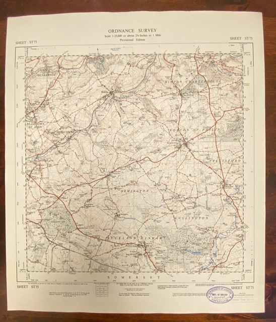 OS MAP SHEET ST75 SOMERSET Norton St Philip Area Provisional Ed. 1958 ...