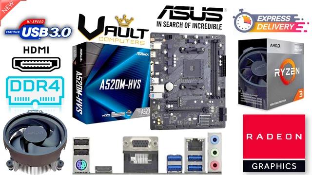 AMD RYZEN GAMING Motherboard Bundle Vega Graphics Quad Cpu Kit Pc ...