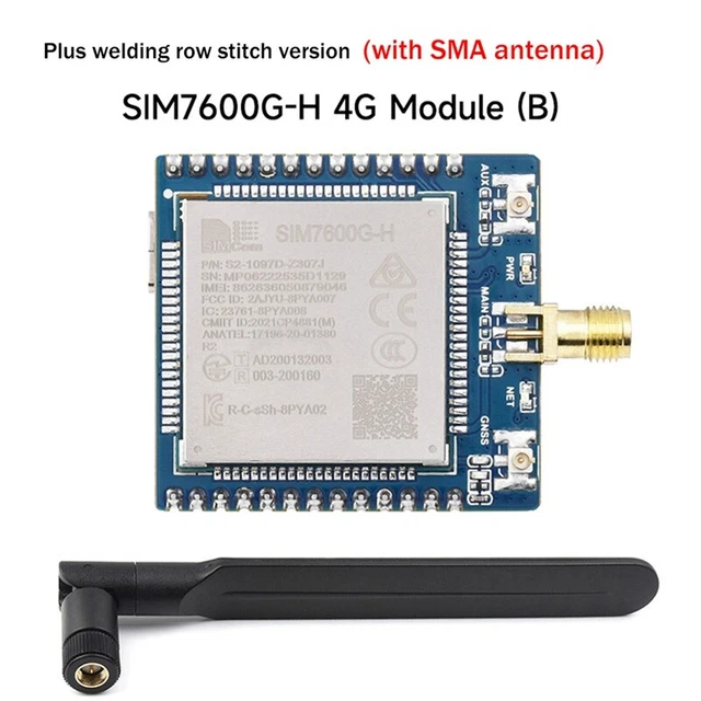 SIM7600G-H 4G MODULE with SMA Antenna Welded Pin Global Multi-Band4053 ...