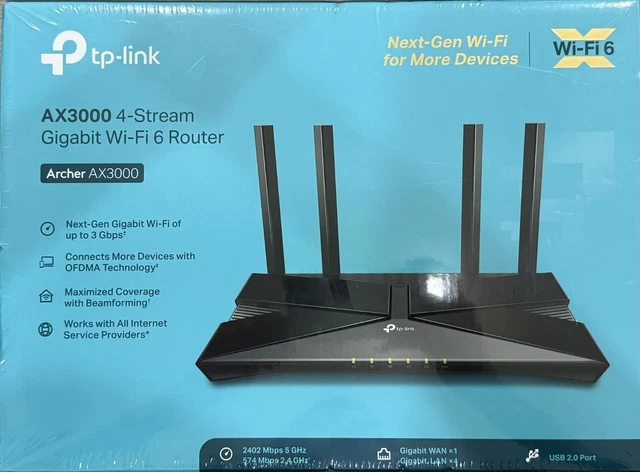 TP-LINK ARCHER AX3000 Dual-Band Gigabit Wi-Fi 6 Router NIB Fast ...