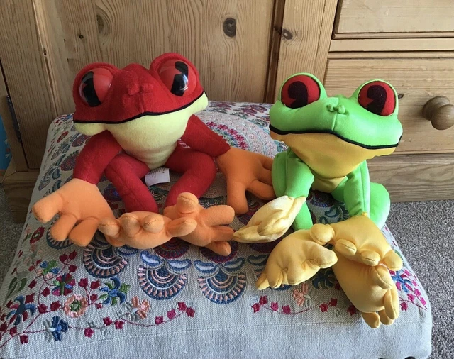 BUNDLE RAINFOREST CAFE 2 Tree Frogs Red Green Yellow Soft Plush Toys 9 ...