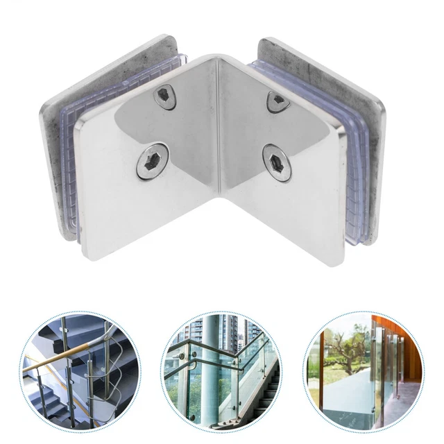 GLASS CLIP BALUSTRADE Railing Pool Clamp Cabinet Clips Right Angle $14. ...