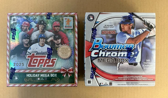 2025 TOPPS HOLIDAY Baseball Mega Box + 2025 Bowman Chrome Mega Box ...