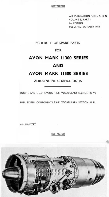 ROLLS-ROYCE AVON AERO parts service manual rare 1950's engine Historic ...