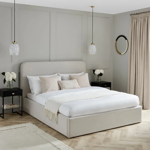 DUSK ASCOT NATURAL Linen Look King Size Ottoman Storage Bed RRP £299 £ ...