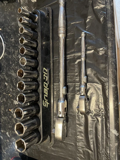 SNAP-ON 3/8& 6-POINT Metric Flank Drive Deep Socket Set 8-19mm And Ratchets £260.72 - PicClick UK