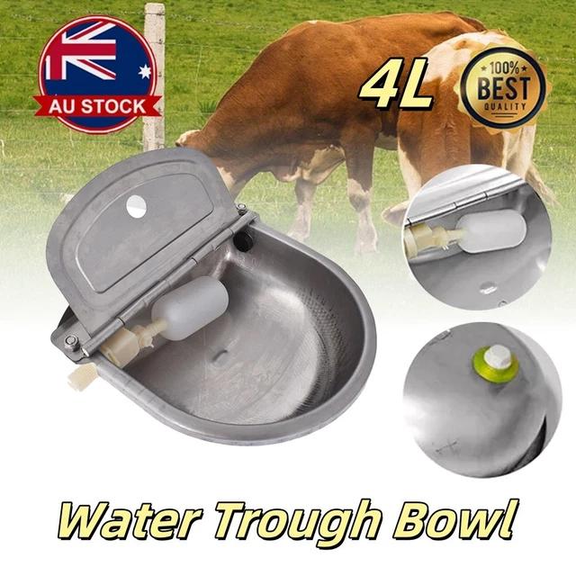 4L STAINLESS WATER Trough Bowl Auto Drinking For Dog Horse Chicken Auto ...