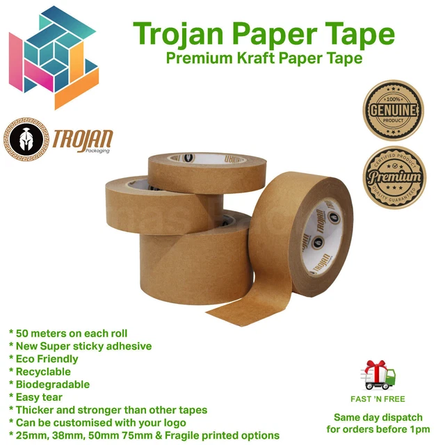 BROWN KRAFT PAPER Packaging Parcel Tape Eco Friendly Biodegradable ...