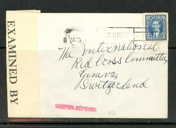 CANADA CALGARY ALTA Jul 12 1943 Red Cross Society Censored To ...