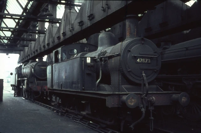 ORIGINAL SLIDE BR ex-LMS 0-6-0 3F JINTY Steam Loco 47673 Chester Shed ...