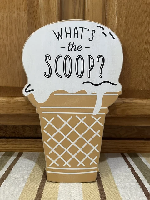 ICE CREAM SIGN What’s The Scoop Cone Vintage Style Wall Decor £30.85 ...