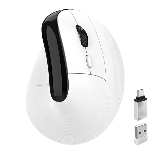 VERTICAL ERGONOMIC WIRELESS Mouse Rechargeable Bluetooth USB C Wireless ...