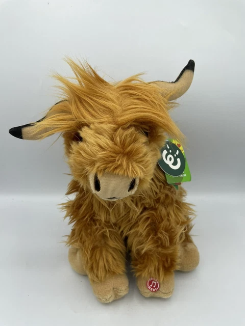 LIVING NATURE BROWN Highland Cow with Mooing Sound Realistic Soft ...