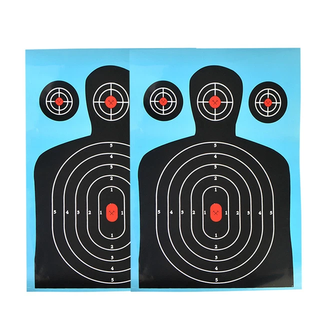 25 BLUE & Black Silhouette hand gun, rifle paper shooting targets 12X18 ...