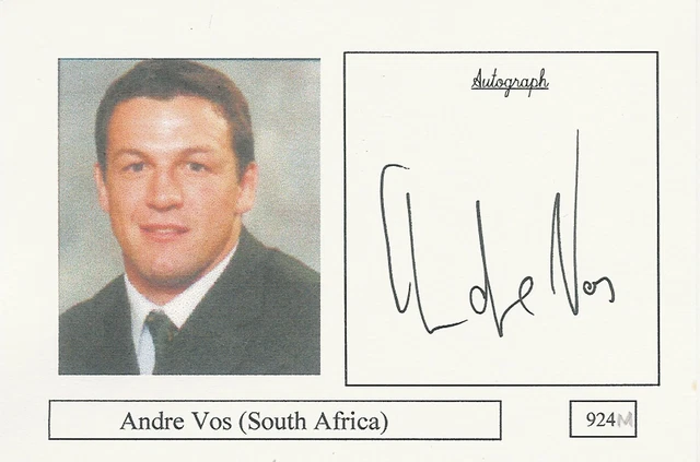 ANDRE VOS SOUTH AFRICA RUGBY PLAYER SIGNED PHOTO CARD ORIGINAL ...