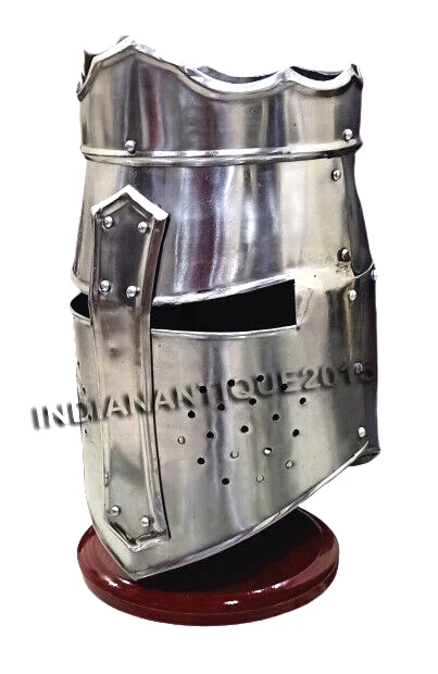 MEDIEVAL KNIGHT ARMOR Crusader Templar Helmet With Stand Rustic Home ... MEDIEVAL KNIGHT ARMOR Crusader Templar Helmet With Stand Rustic Home ...