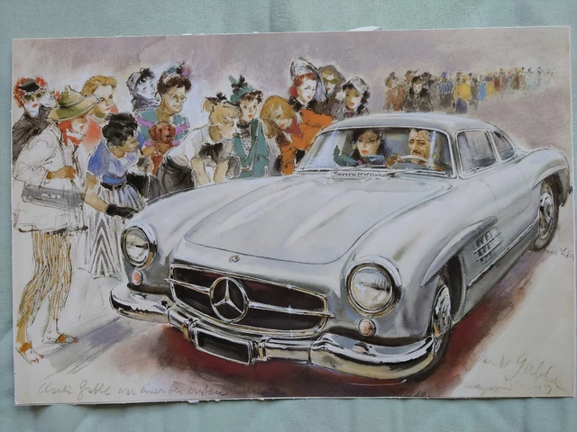 MERCEDES-BENZ 300SL Clark Gable 1957 + Karl Kling 1952 Kunstdruck-Hans ...