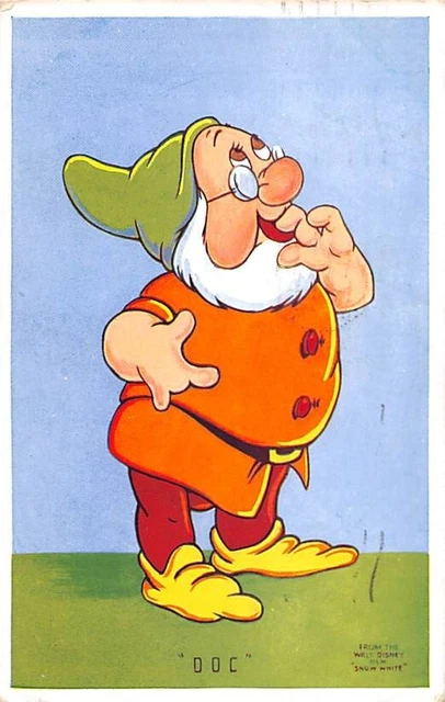 DOC SNOW WHITE & The Seven Dwarfs Walt Disney Postcard 1939 Valentine's ...