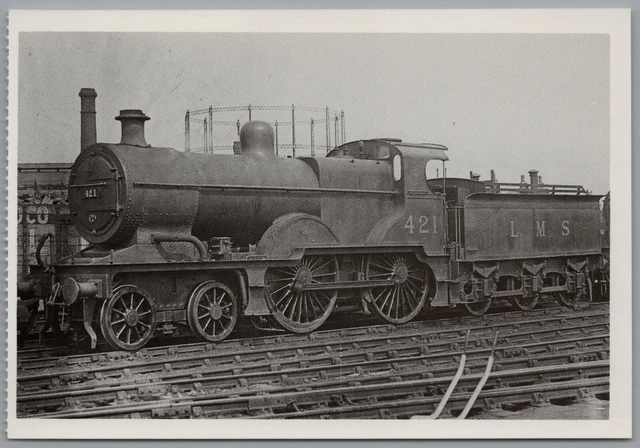 LMS COMPOUND 421 Steam Locomotive outside Derby Railway Postcard ...