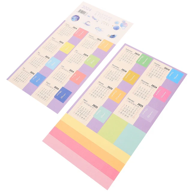 10 SETS 2024 Full Year Calendar Index Label Sticker 4pcs/set Month ...