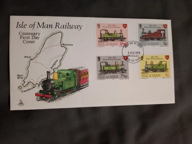 RAILWAY VINTAGE STEAM Locomotives Trains Railroads Map 1873 Isle Of Man ...