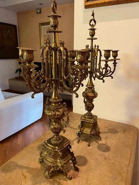 COPPIA DI BELLISSIMI candelabri antichi in ottone stile liberty. EUR ...