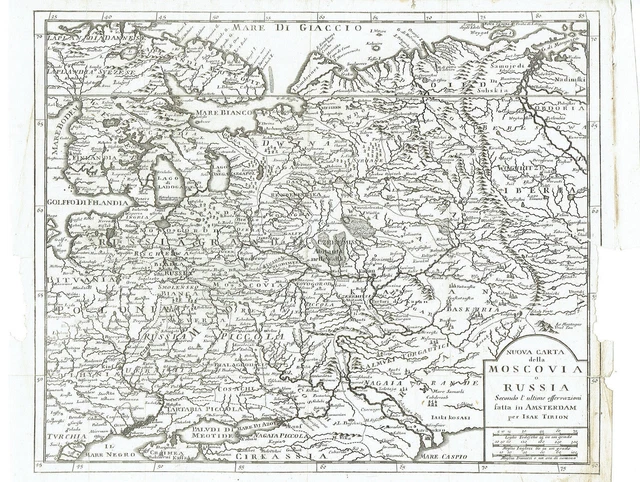 NUOVA CARTA DELLA MOSCOVIA RUSSIA - Carta Geografica Isaak Tirion 1740 ...