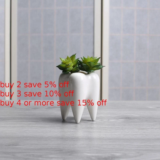 CULTURE TABLE DECORATION Flower Pot Teeth Shape Ceramic Vase Tooth ...
