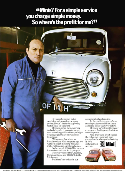 MINI AUSTIN MORRIS Bmc Retro A3 Poster Print From Classic 70'S Advert £ ...