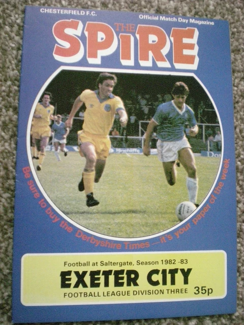 CHESTERFIELD V EXETER CITY, 16th APRIL 1983, NO WRITING, STAPLES ...
