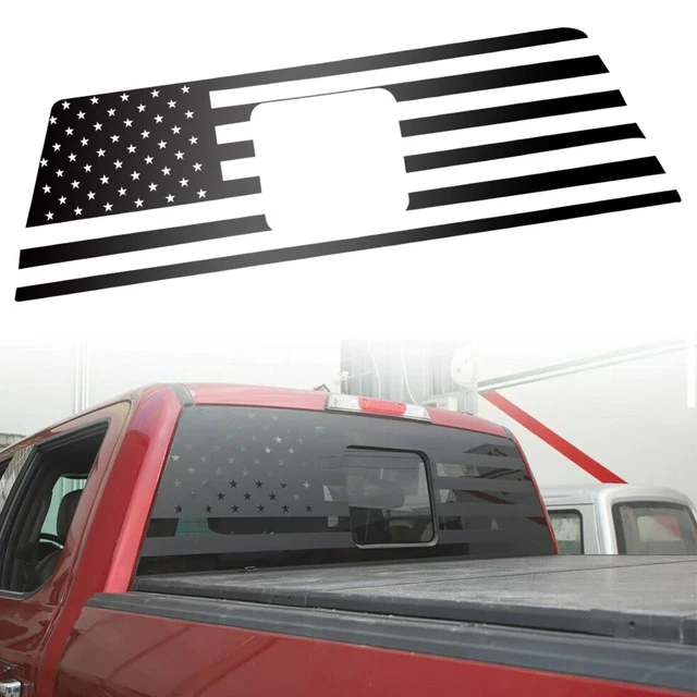 BLACK AMERICAN FLAG Rear Window Decor Vinyl Sticker Decal Fit for Ford ...