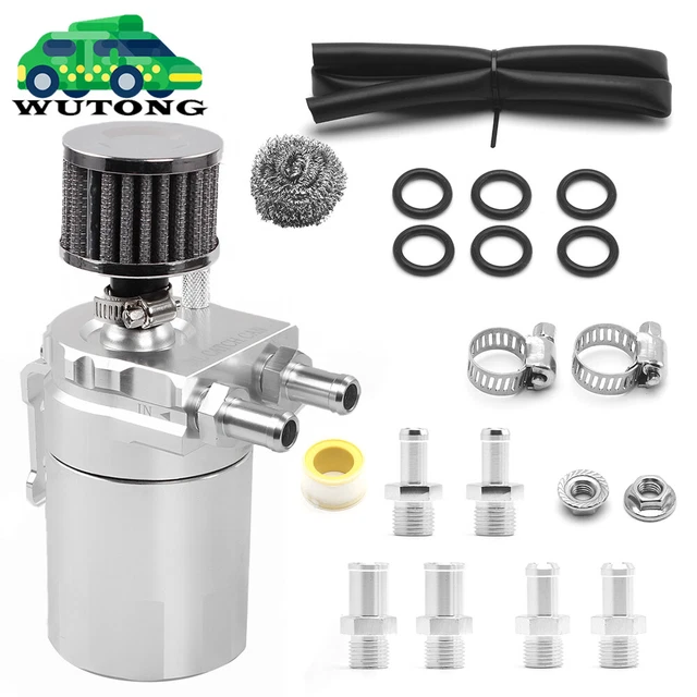 OIL CATCH CAN Kit Reservoir Baffled Tank with Breather Filter Universal ...