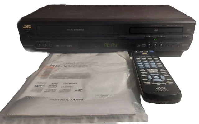 JVC HR-XVC26U DVD VCR Combo Reproductor Grabadora VHS con Control Remoto y Manual Probado ...