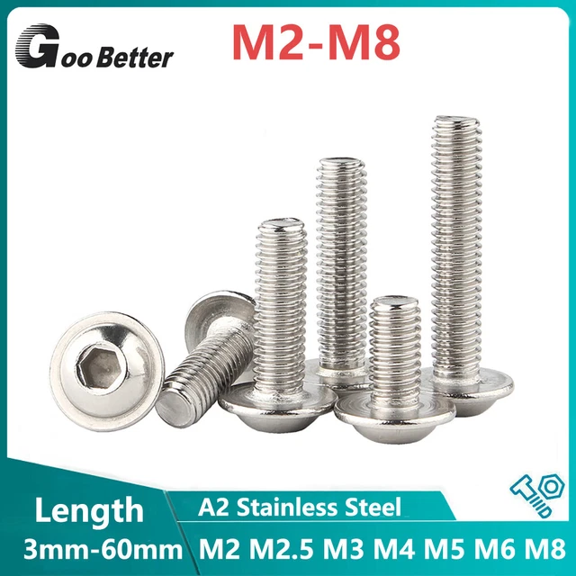FLANGED BUTTON HEAD Allen Bolts M2 M2.5 M3 M4 M5 M6 M8 Socket Screw A2 Stainless EUR 1,52 ...